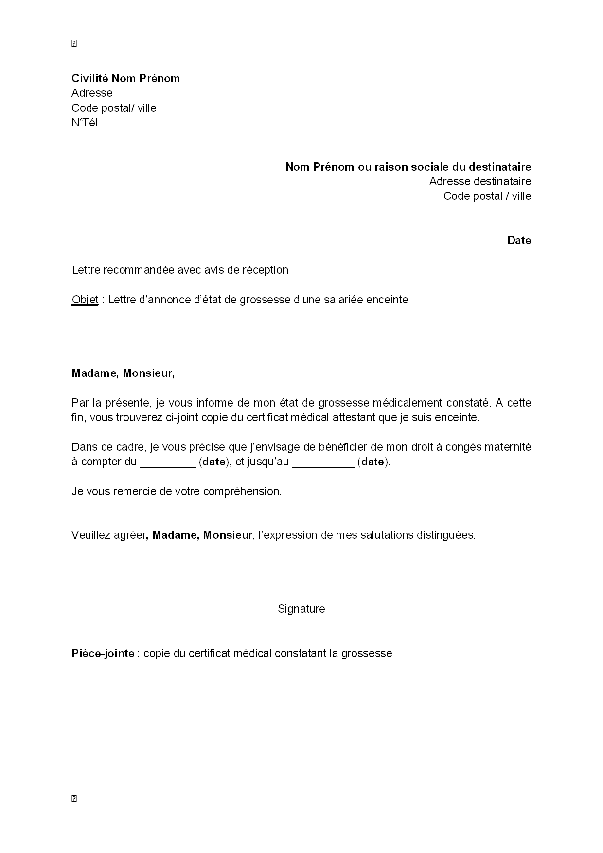 modele de lettre grossesse employeur modele de lettre grossesse employeur
